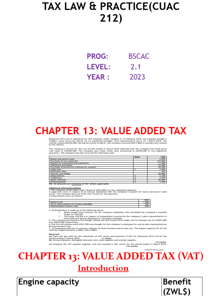 Value Added Tax Lecture Summary 2020 | PDF | Value Added Tax | Taxes