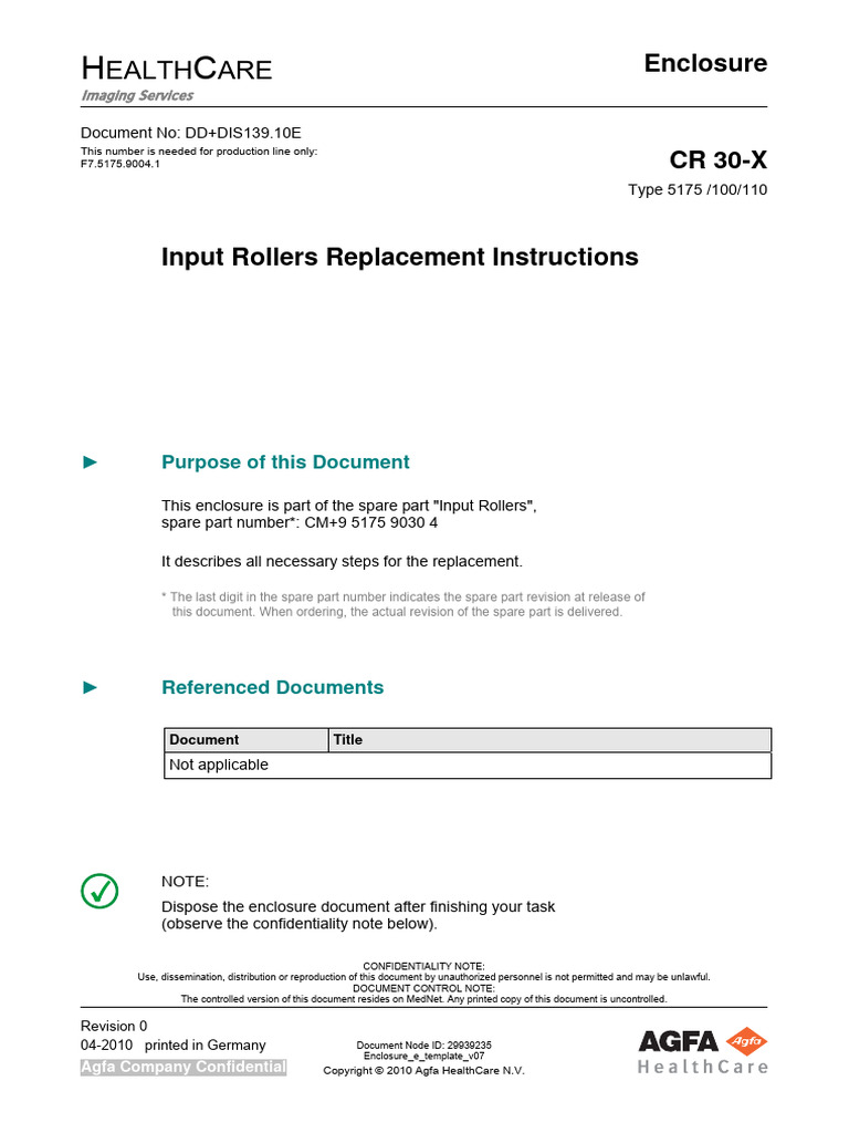 Enclosure - CR 30-X - Input Rollers | PDF