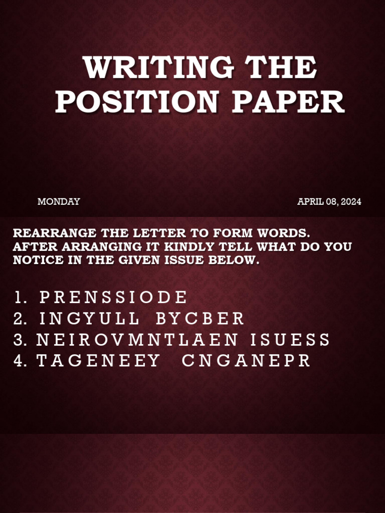 Writing The Position Paper EAPP | PDF | Essays | Cognition