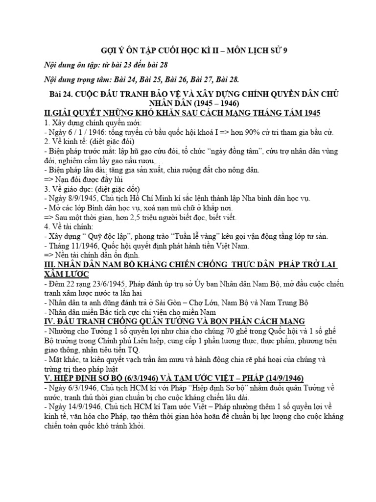 LS9 - HD ÔN TẬP CUỐI KÌ II | PDF