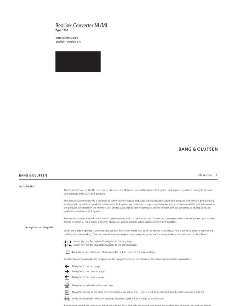 BeoLink Converter NL/ML Installation Guide | PDF | Ip Address | Ios