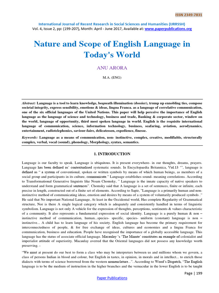 Nature and Scope of English Language-999 | PDF | English Language | Word