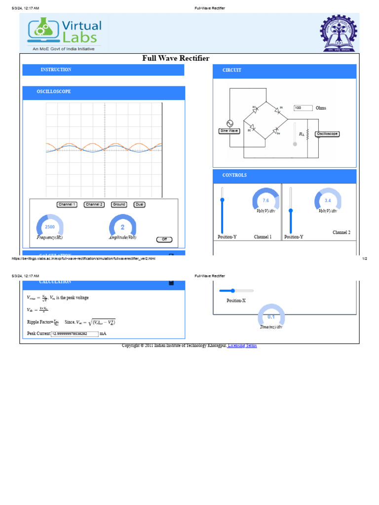Exp 5 Full Wave Rectifier | PDF | Rectifier | Alternating Current