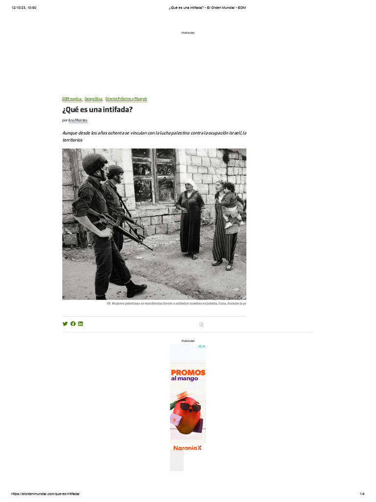 ¿Qué Es Una Intifada - El Orden Mundial - EOM | PDF | Primera Intifada ...
