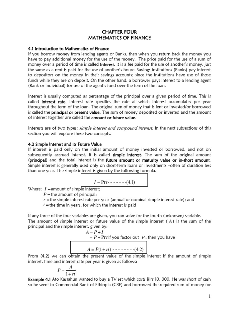Chapter Four Maths For Finance With Assignment | Download Free PDF ...