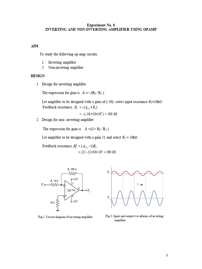 06-Inv Noninv Amp | PDF | Amplifier | Operational Amplifier
