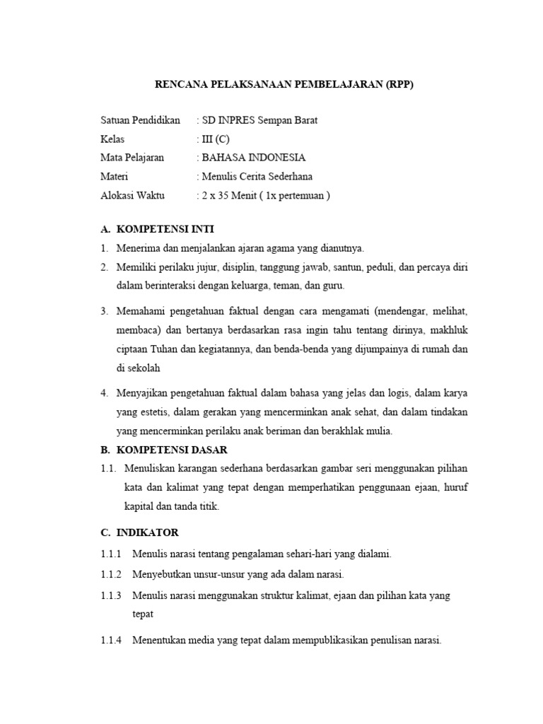 Rencana Pelaksanaan Pembelajaran | PDF