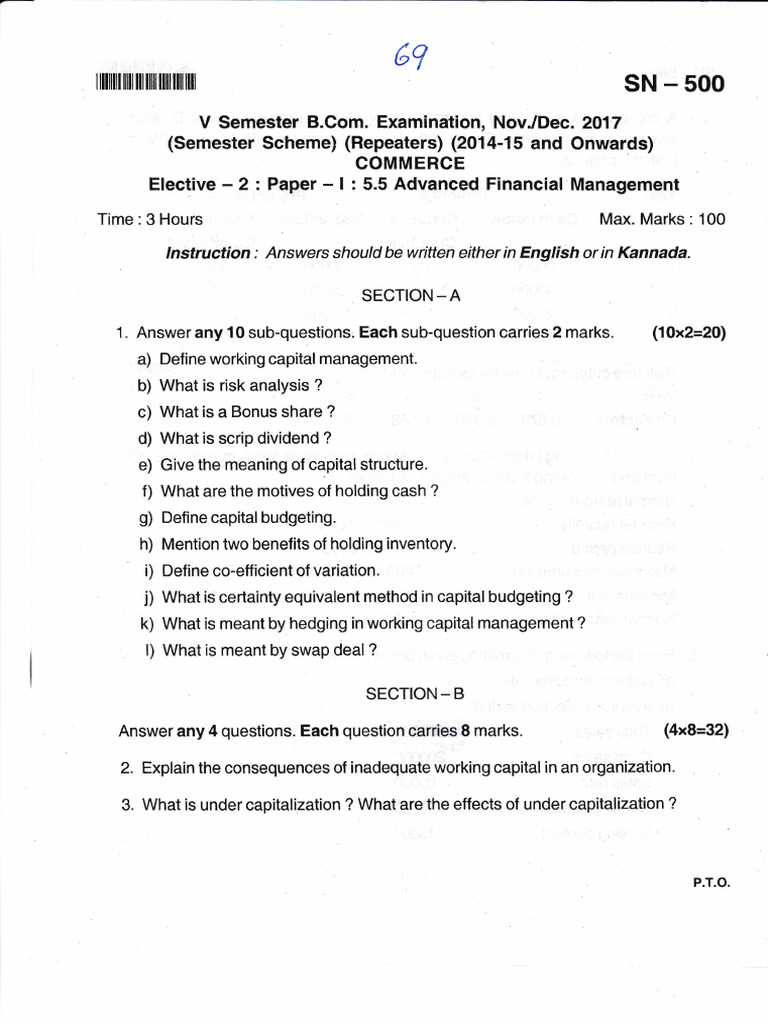 Advanced Financial Management Exam Guide | PDF | Money | Private Sector