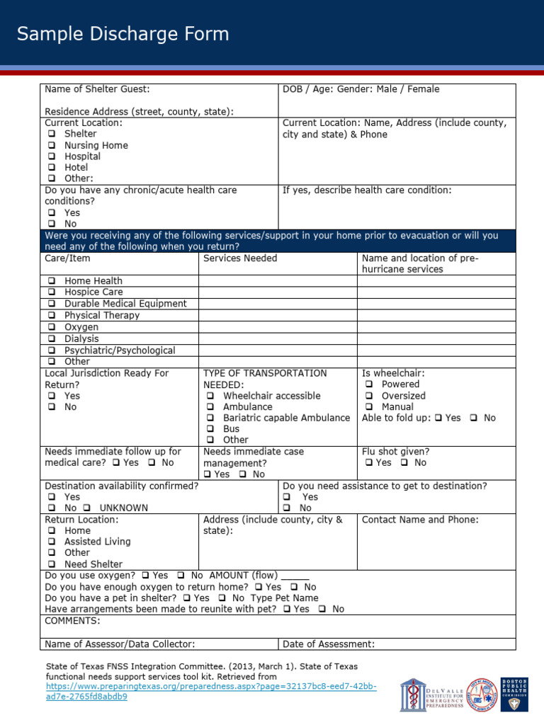 Sample_Discharge_Form (1) | PDF | Medicine | Health Care