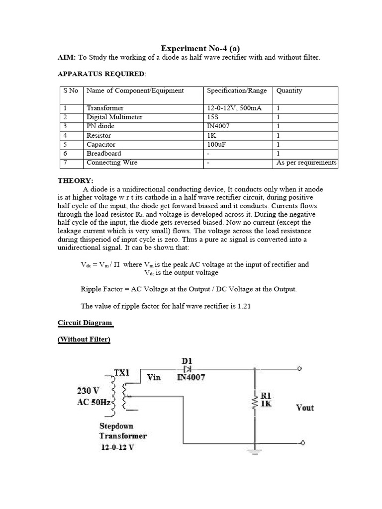 LAB Manual For Experiment No-4 & 5 | PDF | Rectifier | Diode