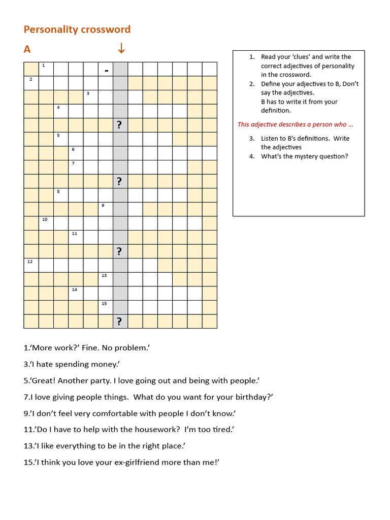 Personality crossword | Download Free PDF | Crossword | Word Puzzles