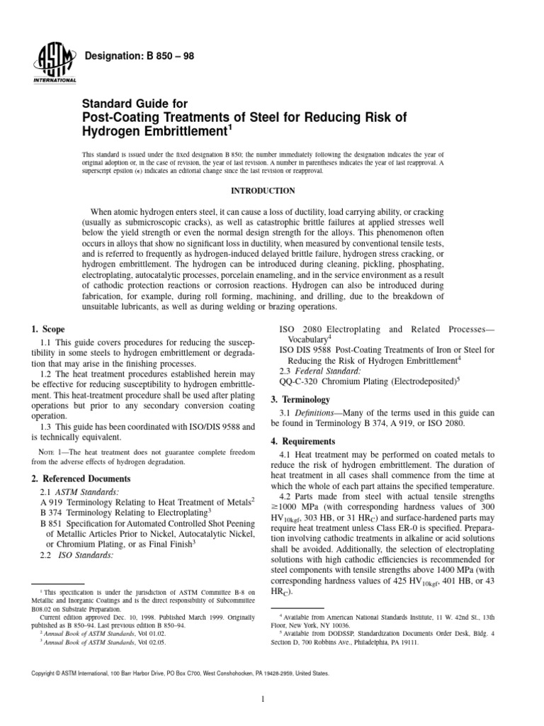 Astm B850-98 | PDF | Heat Treating | Materials Science