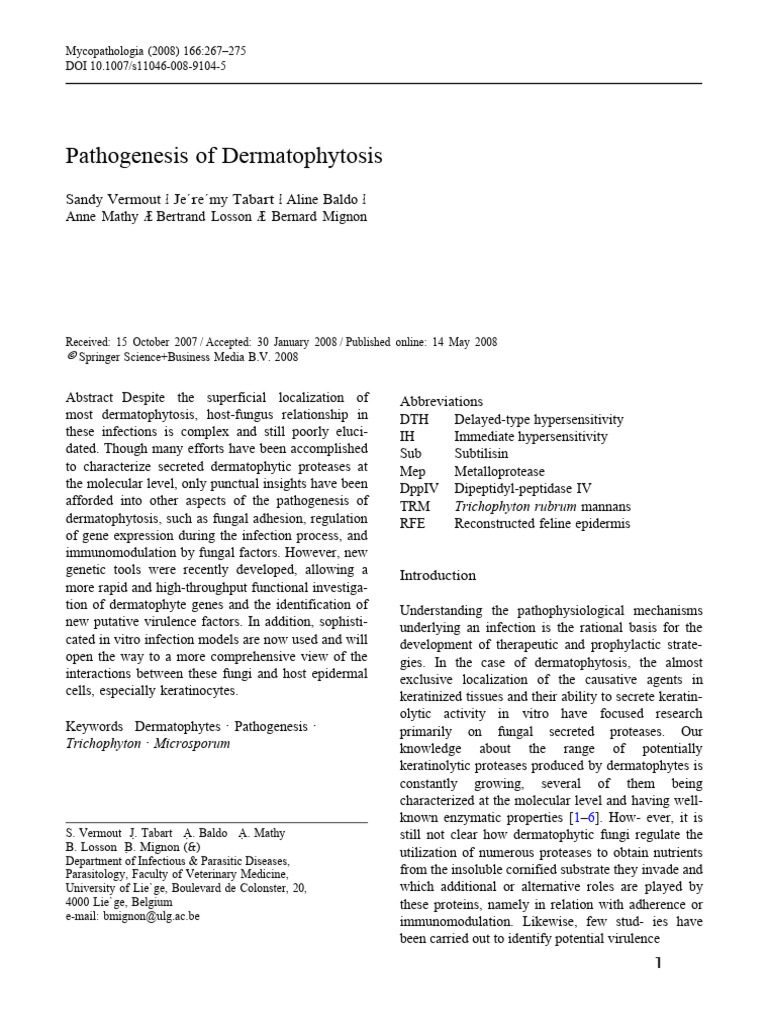 Pathogenesis of Dermatophytosis | PDF | Immune System | Macrophage