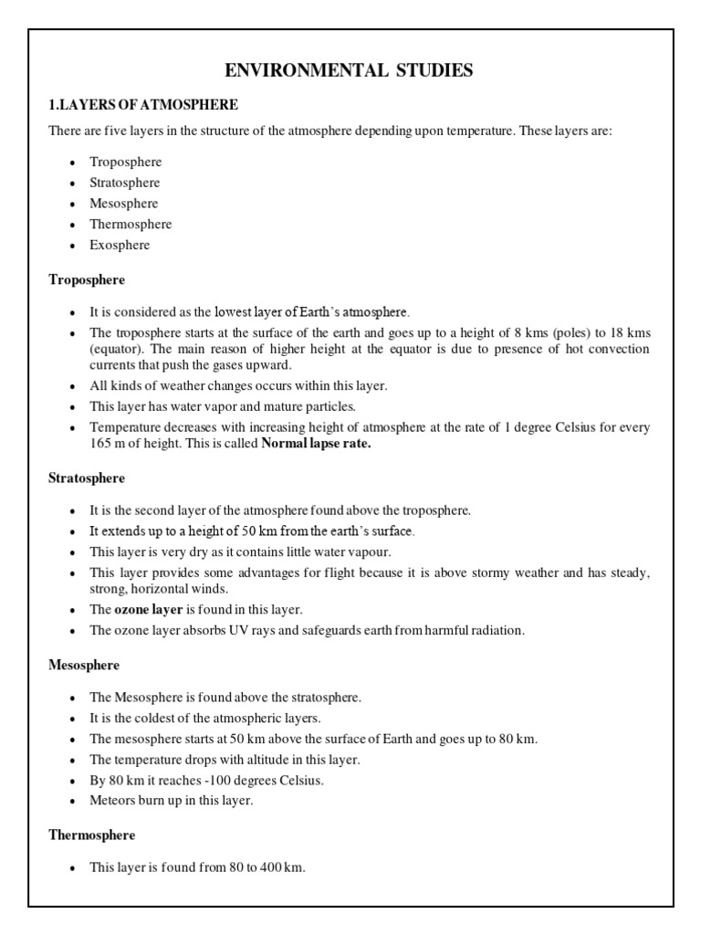 AECC - Environmental Studies Notes | PDF | Ecosystem | Ozone Depletion