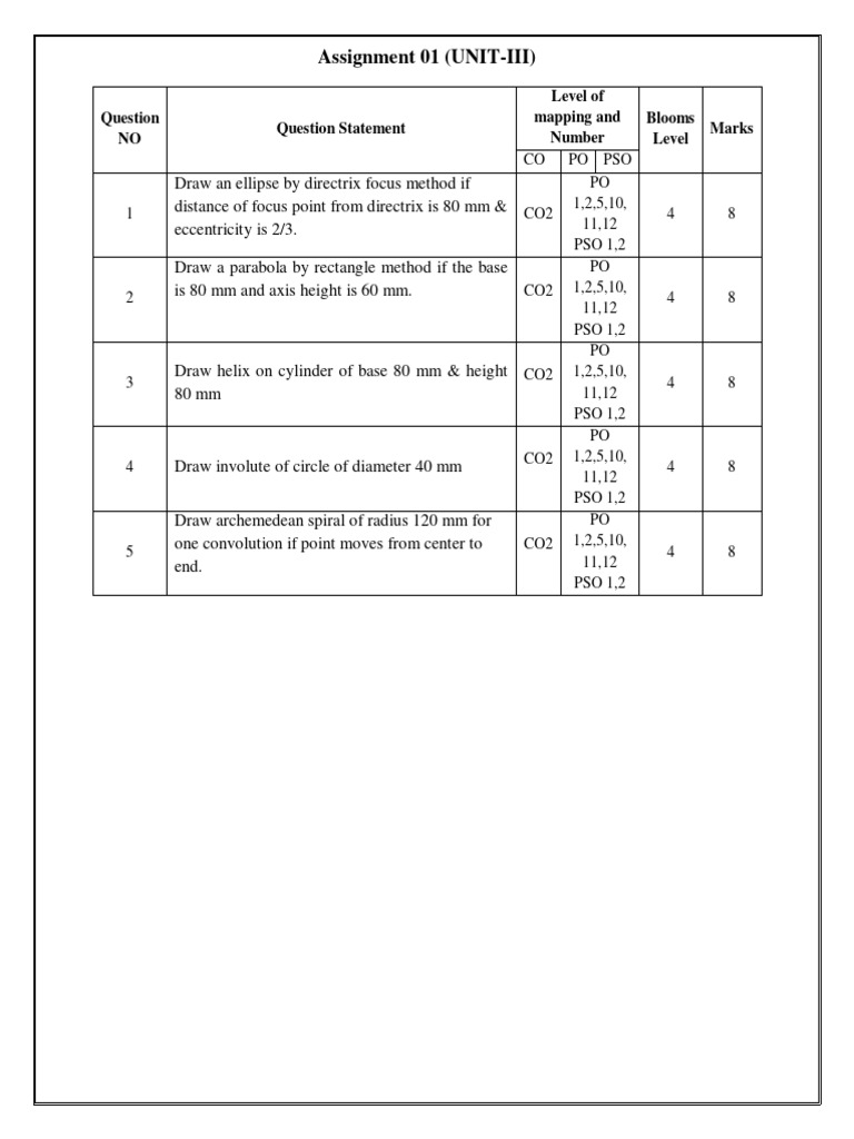 Engineering Drawing Assignments Guide | PDF | Ellipse | Euclidean Geometry