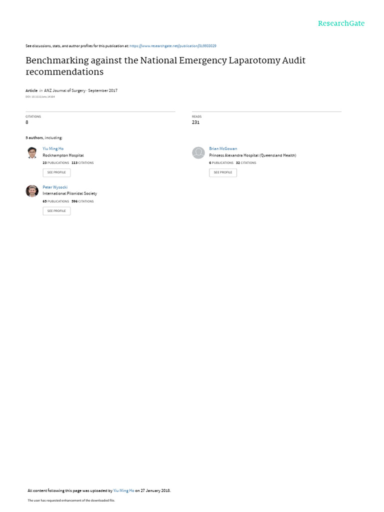 Ho Et Al-2017-ANZ Journal of Surgery | PDF | Surgery | Hospital