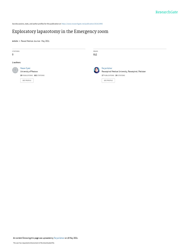 Exploratorylaparotomyinthe Emergencyroom | PDF | Major Trauma | Surgery