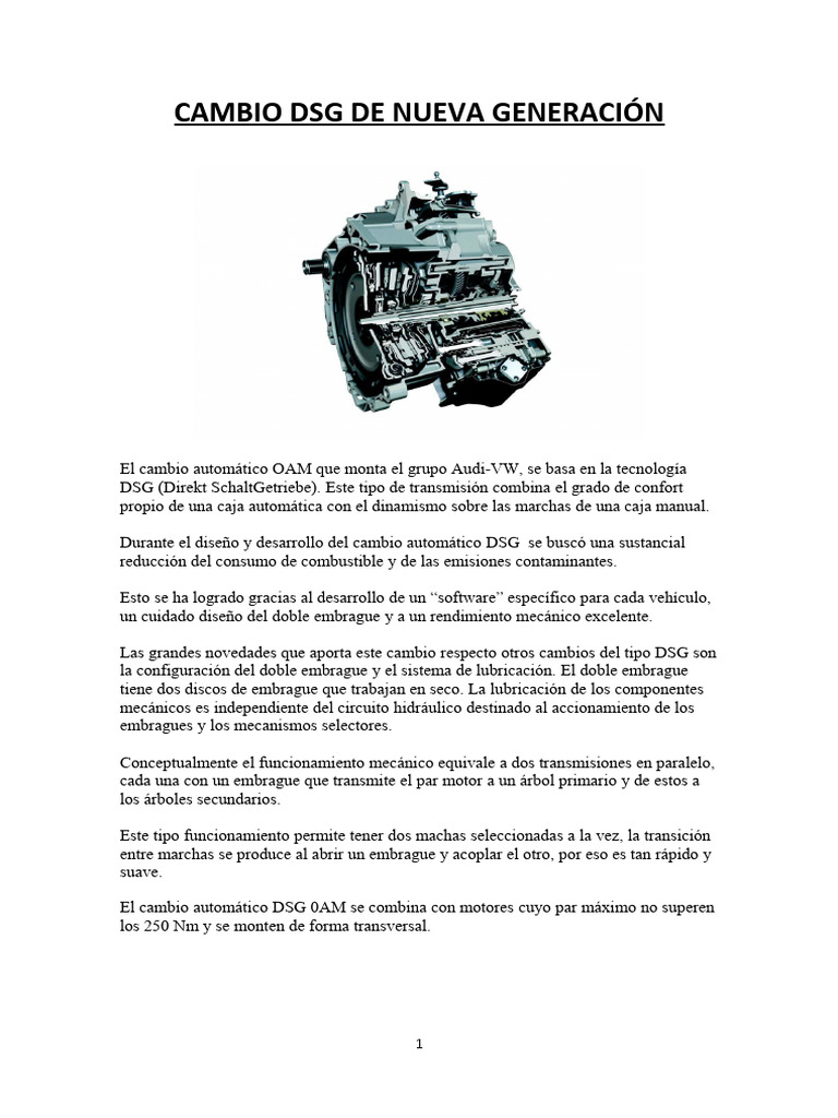 Cambio DSG de Nueva Generación | PDF | Embrague | Transmisión automática