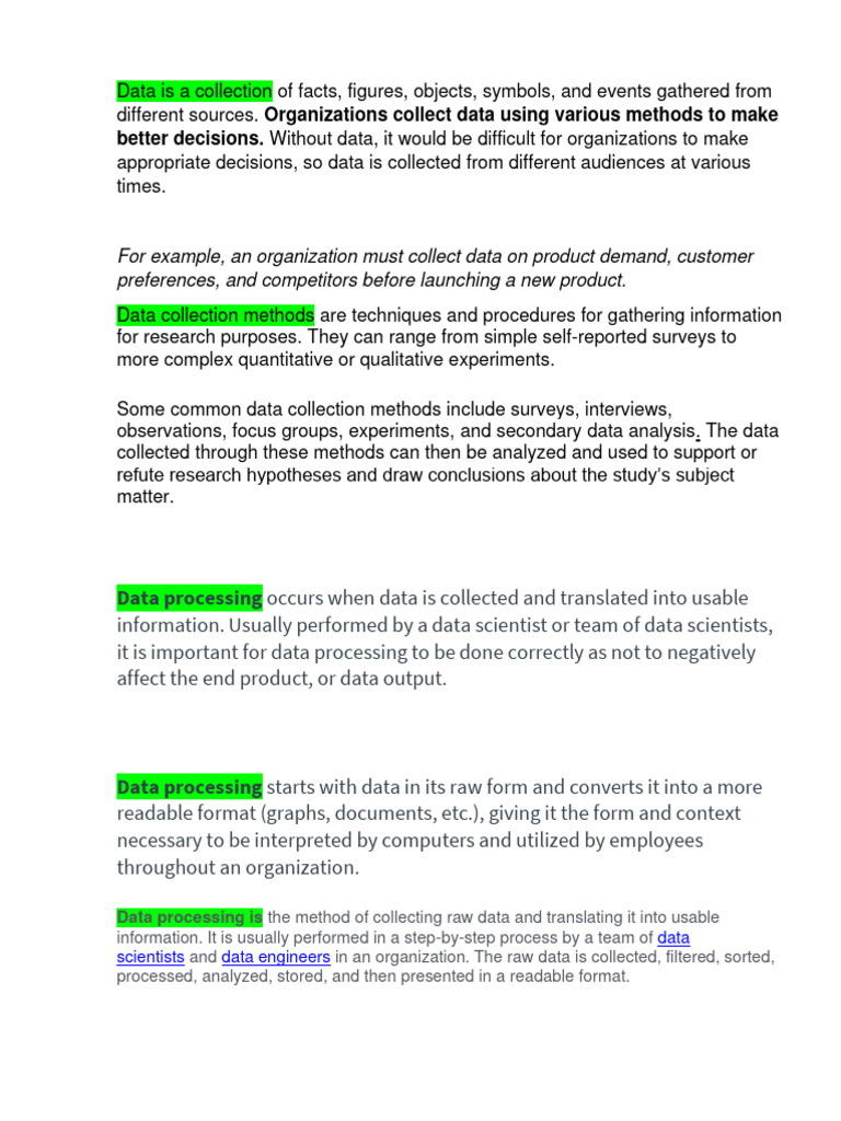 Data Is A Collection of Facts | Download Free PDF | Data | Data Analysis