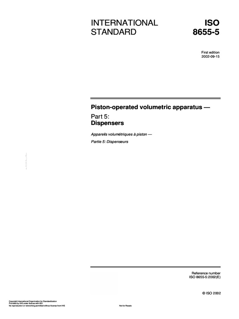 ISO 8655-5 2002 (Dispensadores) | PDF | International Organization For ...