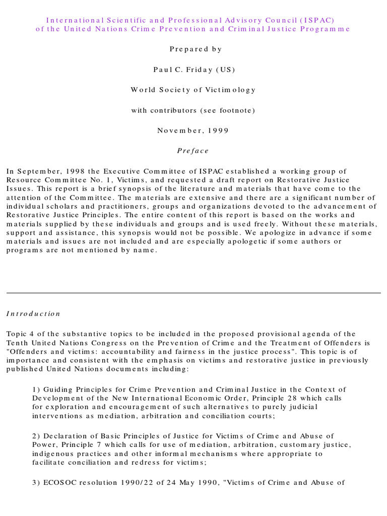 UN Report | PDF | Restorative Justice | Crime & Violence