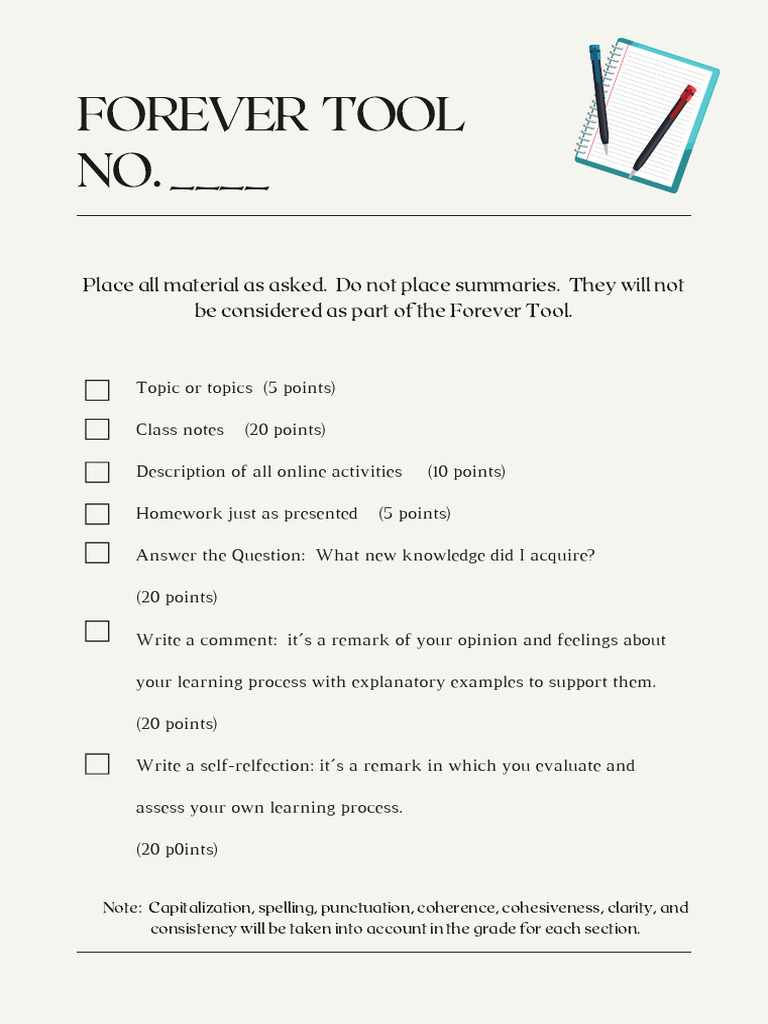 Forever Tool Checklist | PDF | Human Communication | Cognitive Psychology