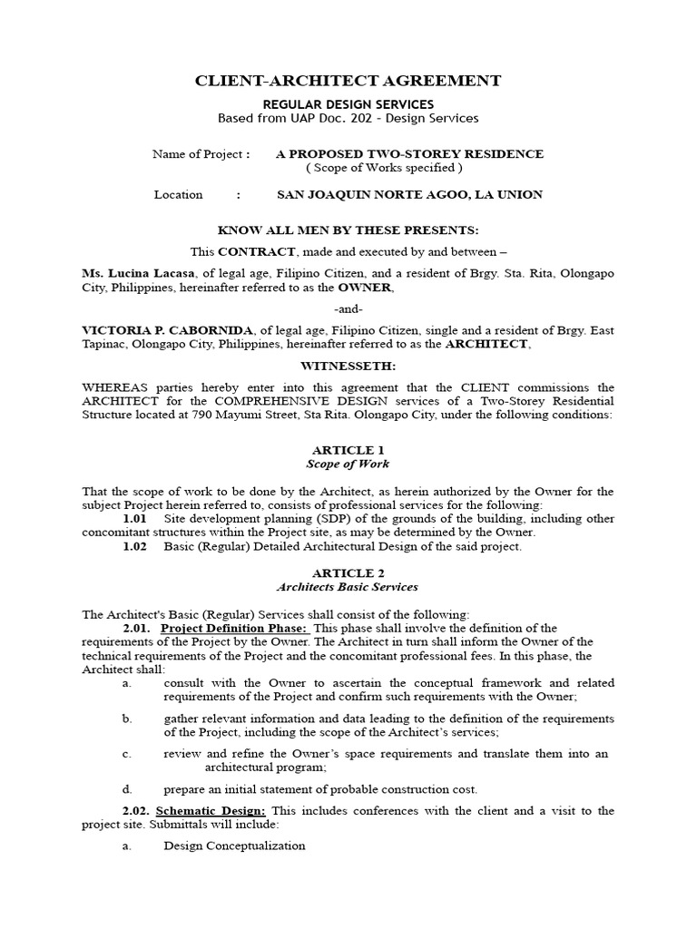 Cabornida Service-Contract | PDF | Architect | Easement