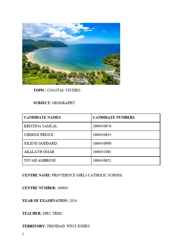 Geography SBA on Coasts 2 | PDF | Beach | Earth Sciences