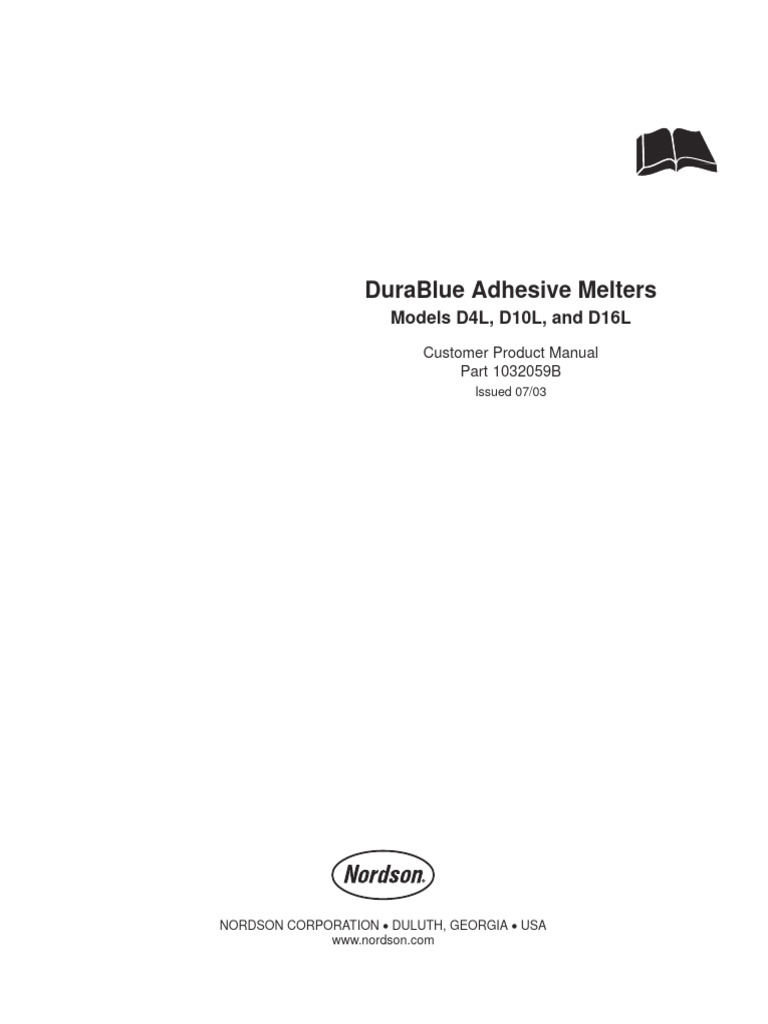 DuraBlue Adhesive Melters Models D4L D10L and D16L | PDF | Safety ...