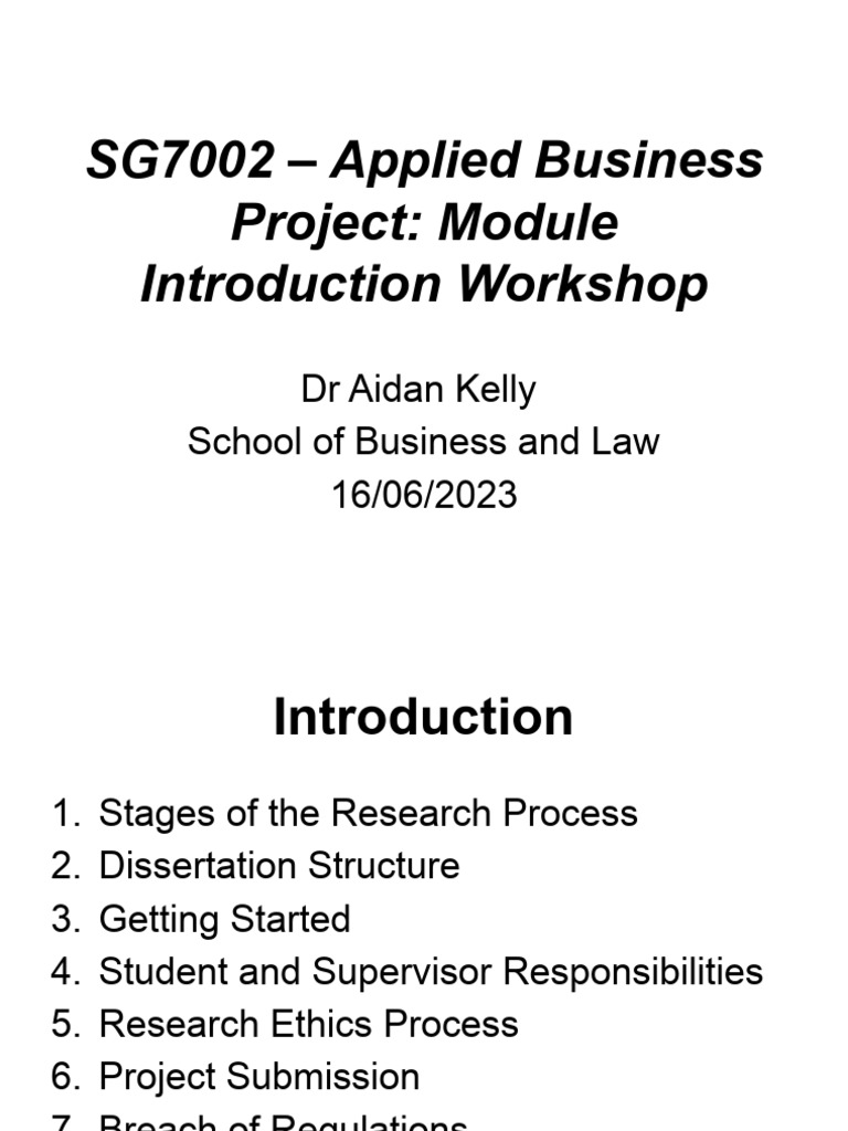 SG7002 - Applied Business Project Module Overview 2023 | PDF ...