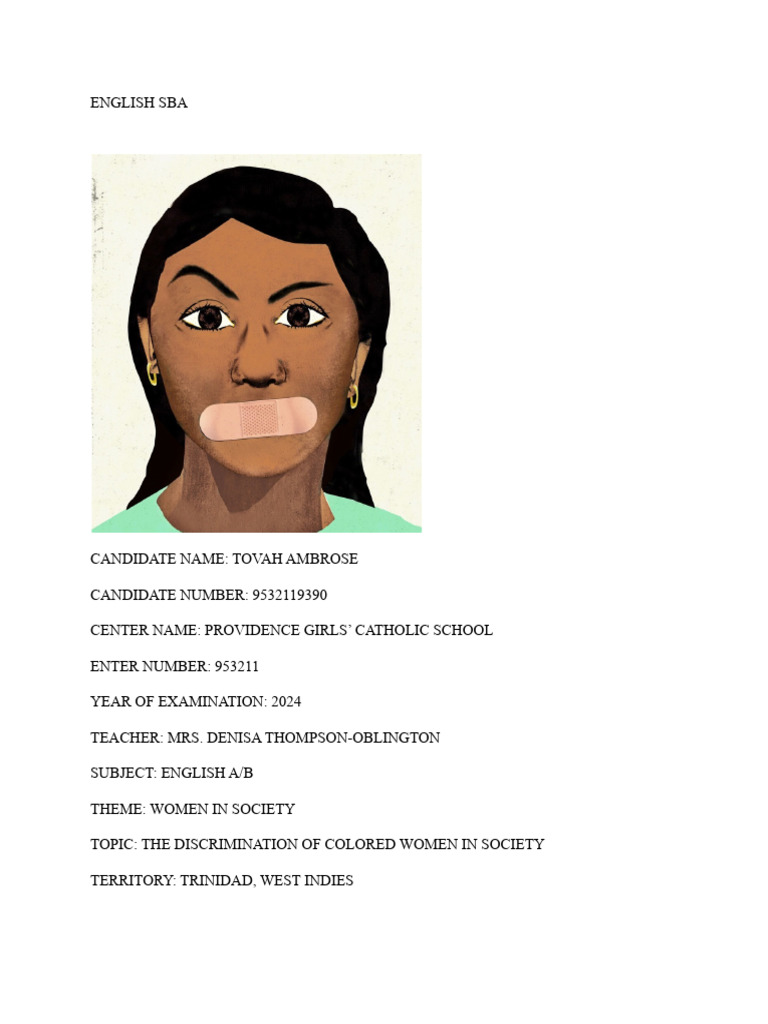 ENGLISH SBA copy | PDF | Discrimination | Poetry