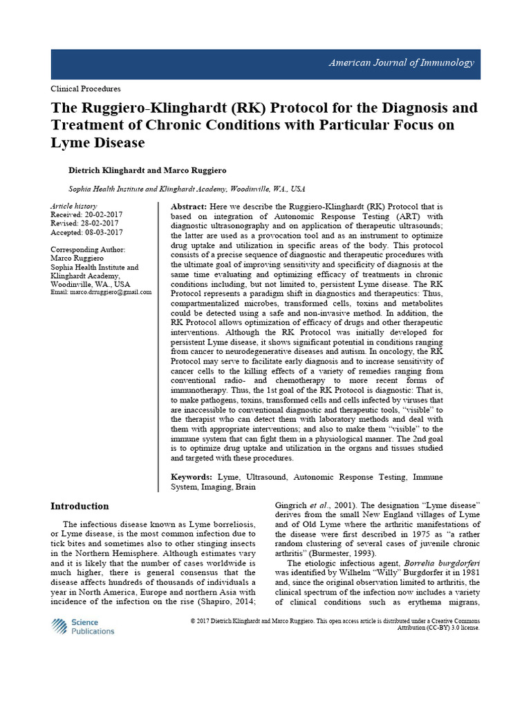 The Ruggiero-Klinghardt (RK) Protocol For Lyme PDF | PDF | Lyme Disease | Medical Ultrasound