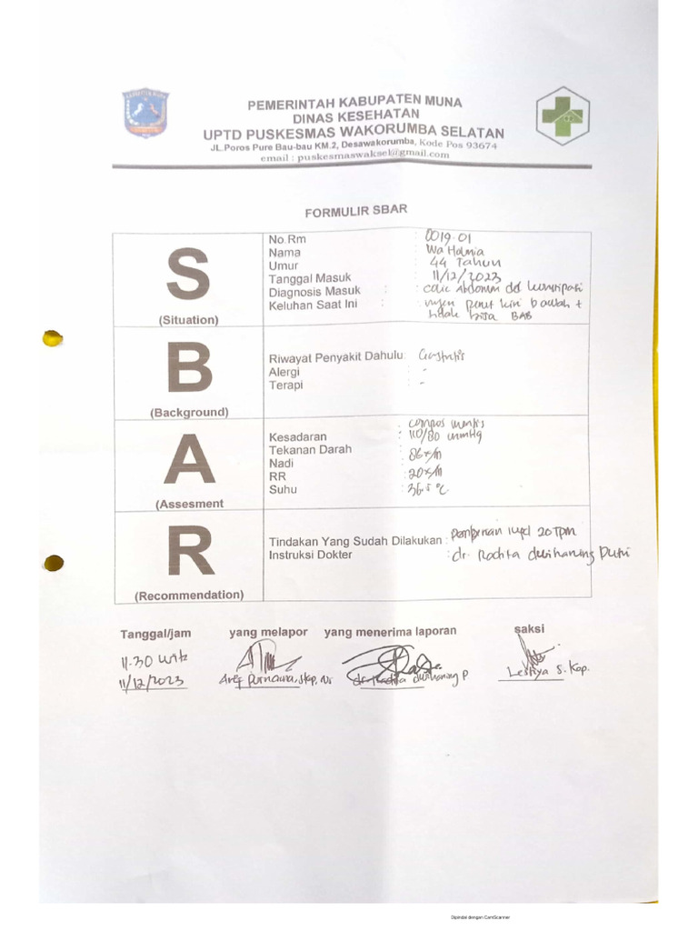 3.3.1.B Bukti Komunikasi SBAR Dan Komunikasi Tbak Puskesmas Dan Rumah Sakit Rujukan | PDF