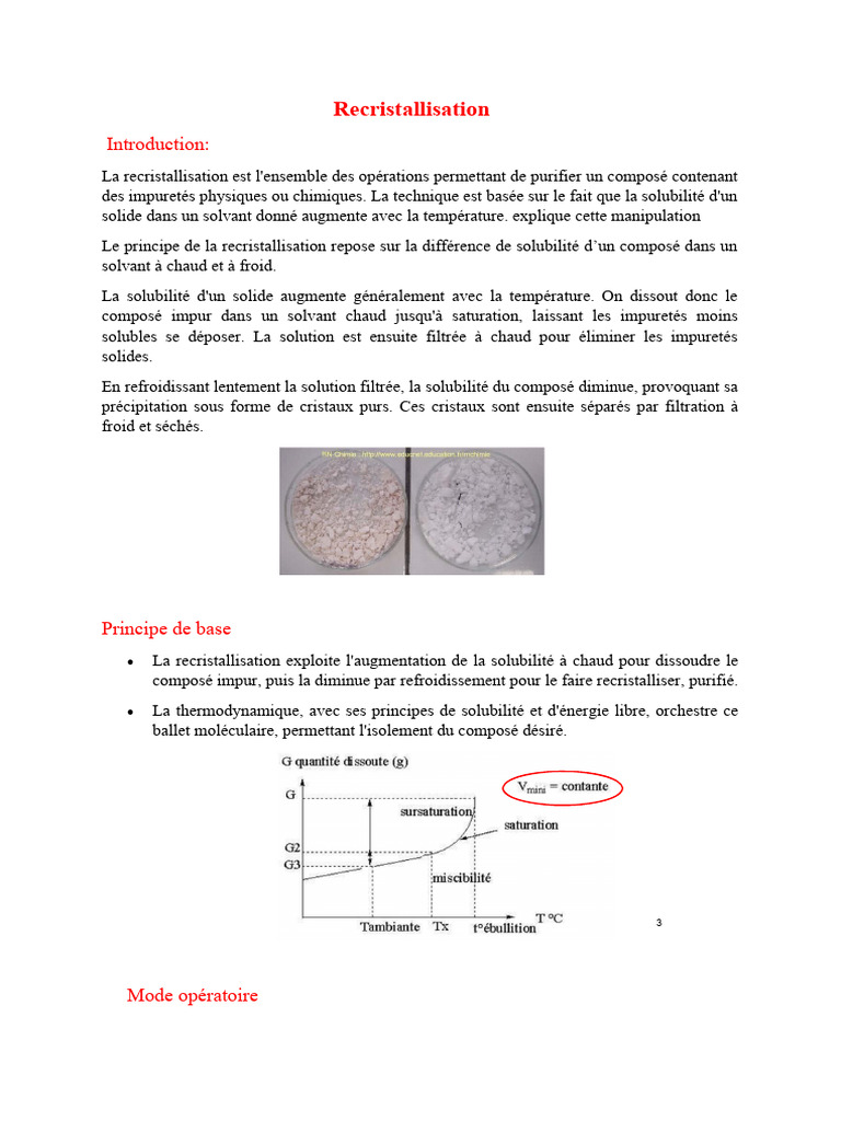 Protocole de Recristallisation en Chimie | PDF | Humidité | Atmosphère ...