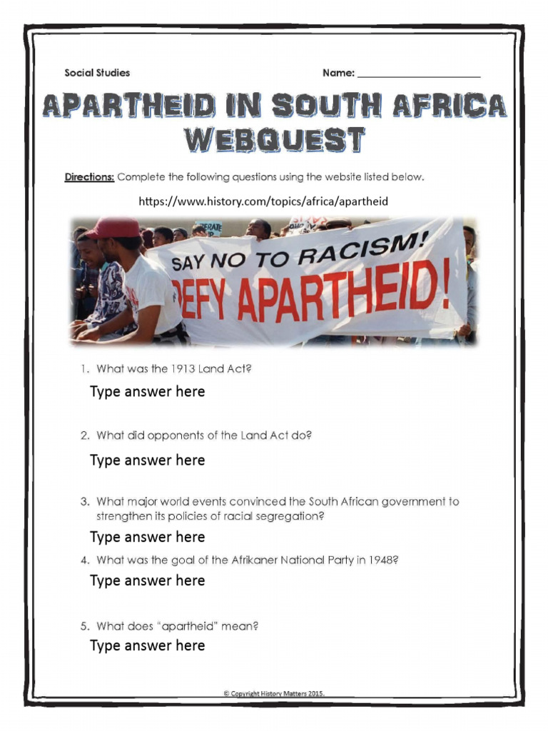 Aparteid Webquest Assignment Digital Version | PDF | Career & Growth