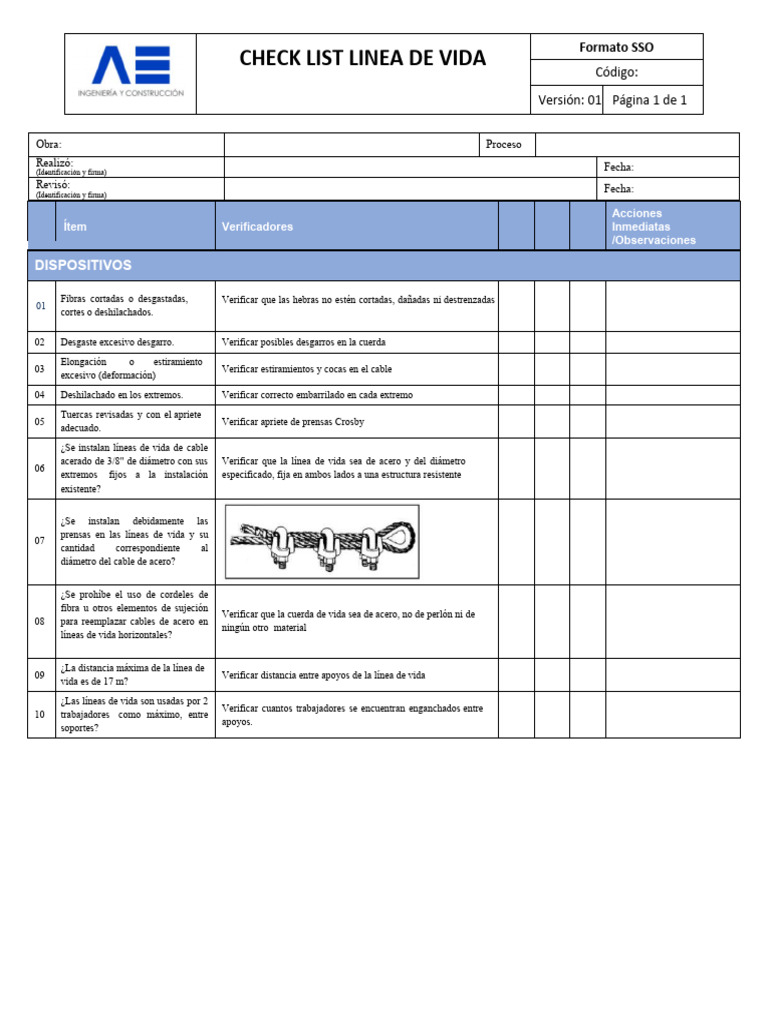 Check List Linea de Vida AE | PDF | Cuerda | Bienes manufacturados