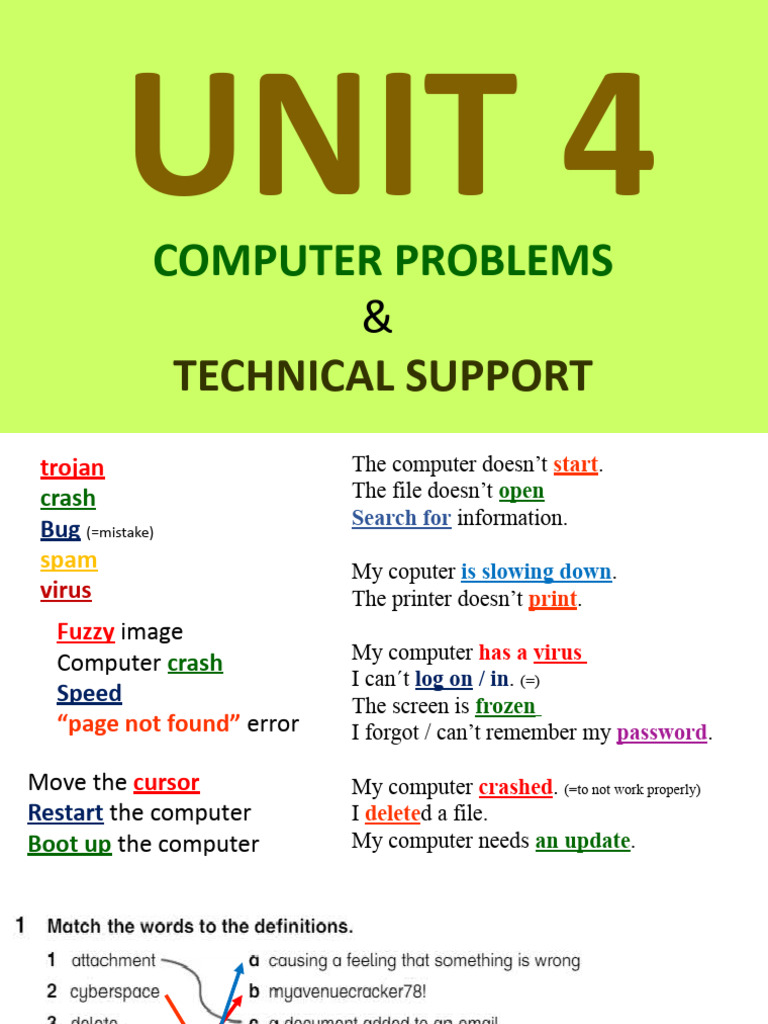 1. Unit 4 - Vocabulary-grammar and Exercises | PDF | Computer Virus | Computer Science