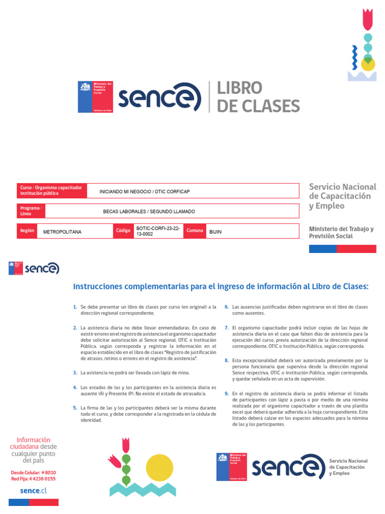 Libro de Clases SENCE 2023 v3 | PDF