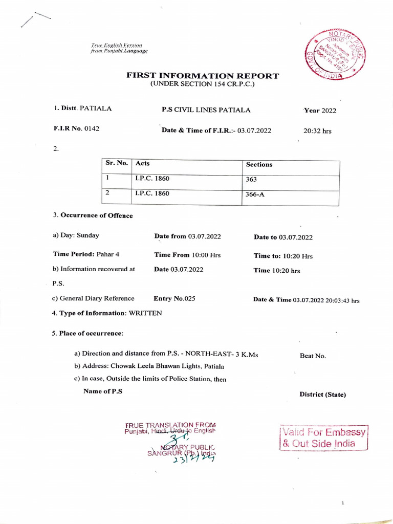 Gurwinder Singh Translate Fir | PDF
