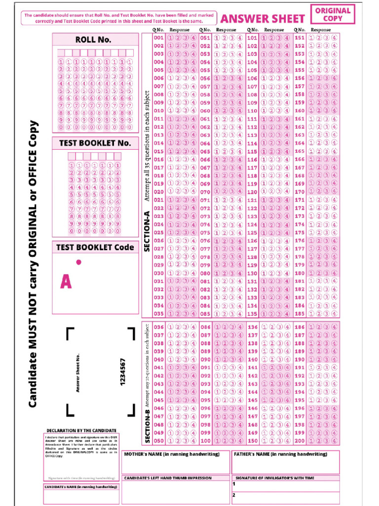 Original Neet Omr Sheet | PDF