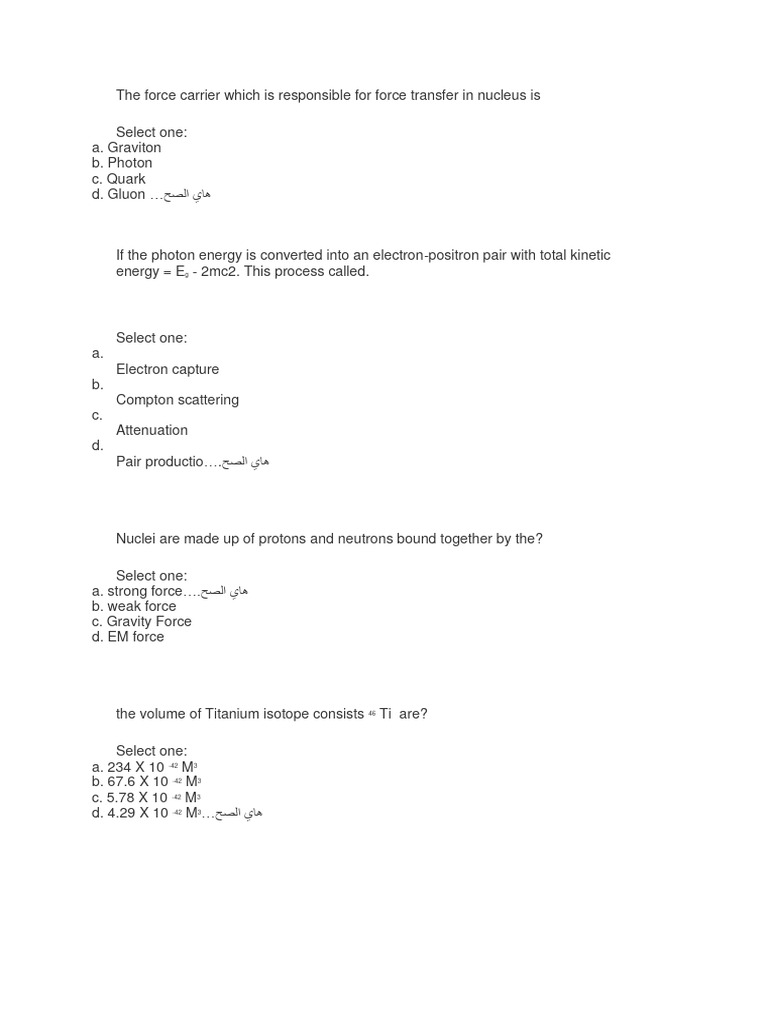 Nuclear Physics Concepts and Questions | PDF | Neutron | Atomic Nucleus