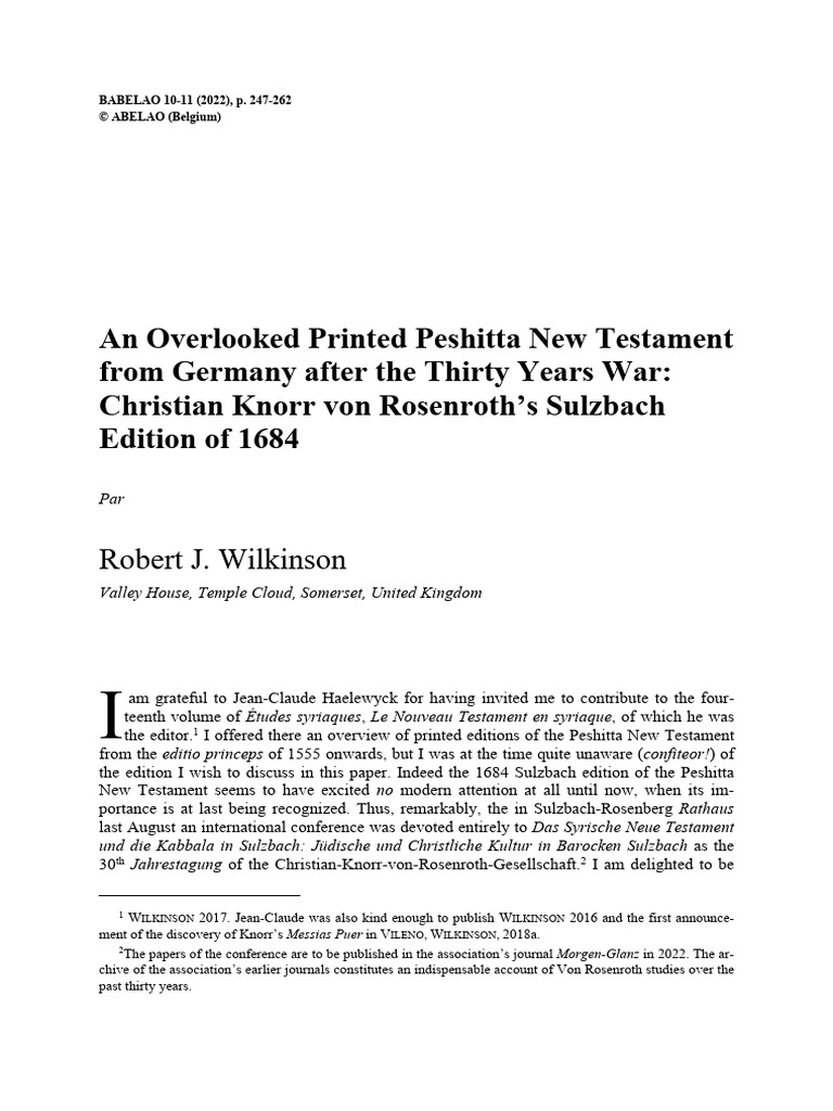 An Overlooked Printed Peshitta New Testament From Germany After The ...
