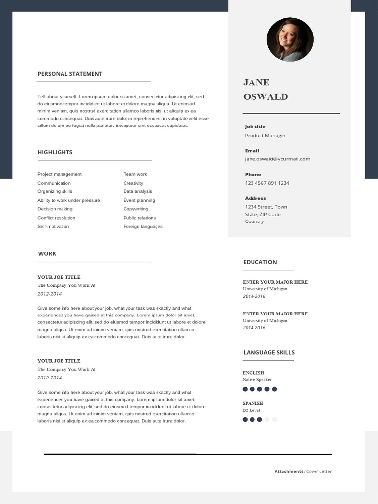 A4+-++Jane+Oswald+CV Resume+Template | Download Free PDF | Computing