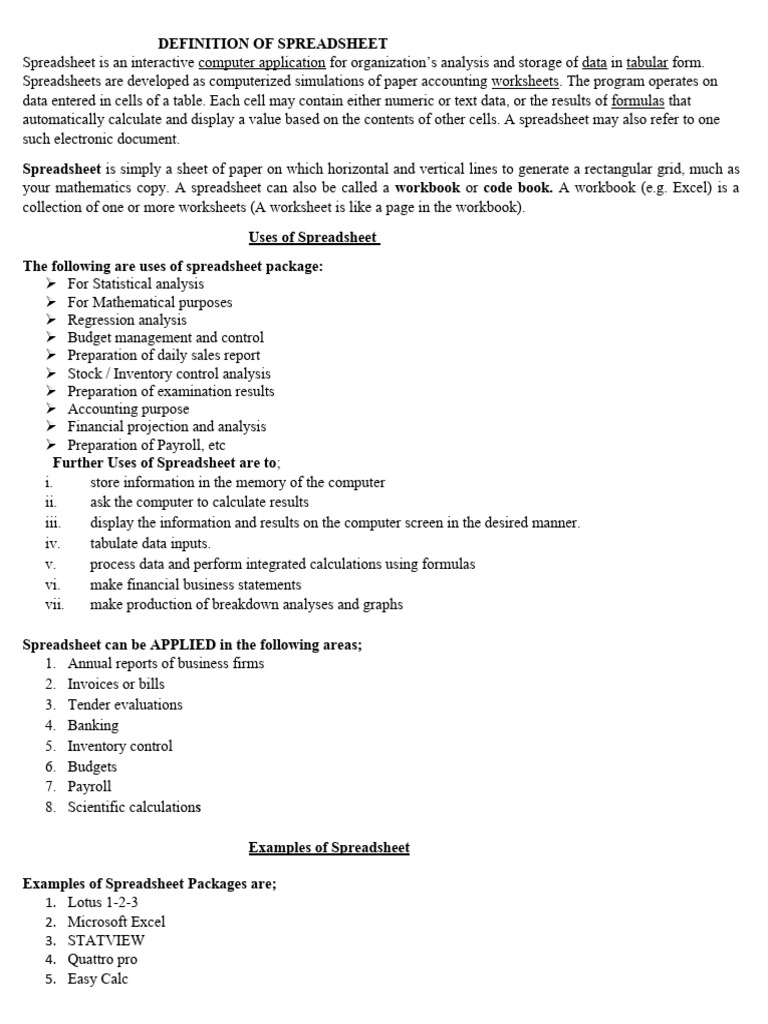 SPREADSHEET-1 | PDF | Spreadsheet | Computing