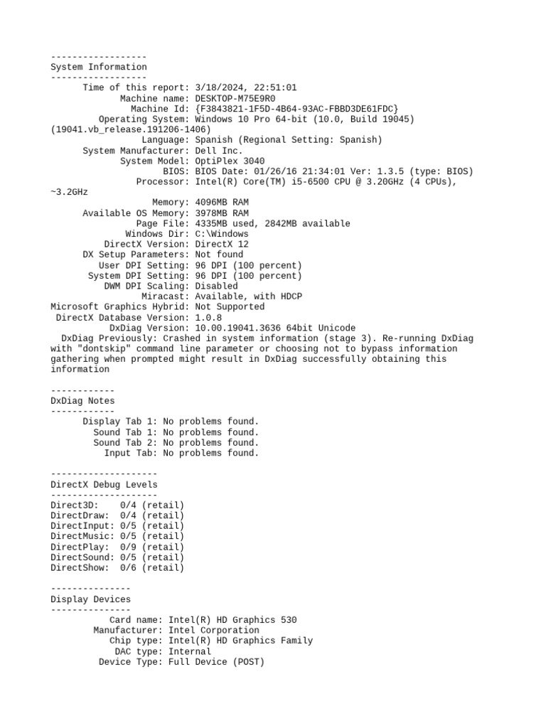 DXDIAG MIDI Technical Specifications & Analysis