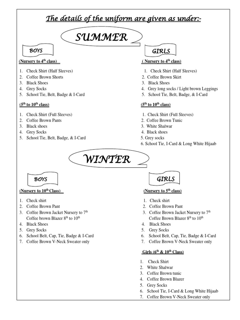 Winter and Summer Uniform... | PDF | Sweater | Sock