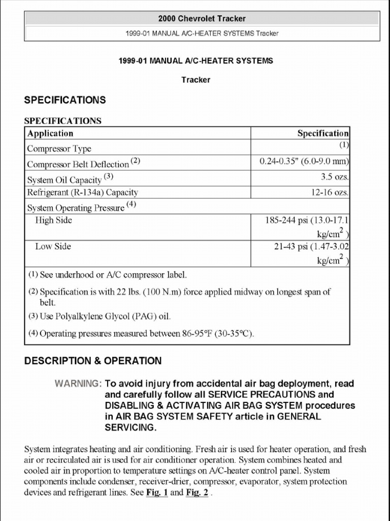 FSM 1999-2001 Tracker Manual AC Heater Systems | PDF | Air Conditioning ...