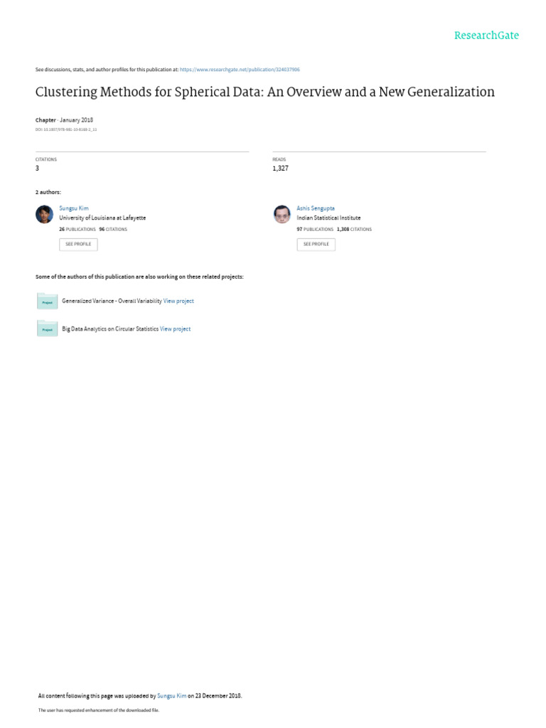 Clustering Methods For Spherical Data: An Overview and A New ...