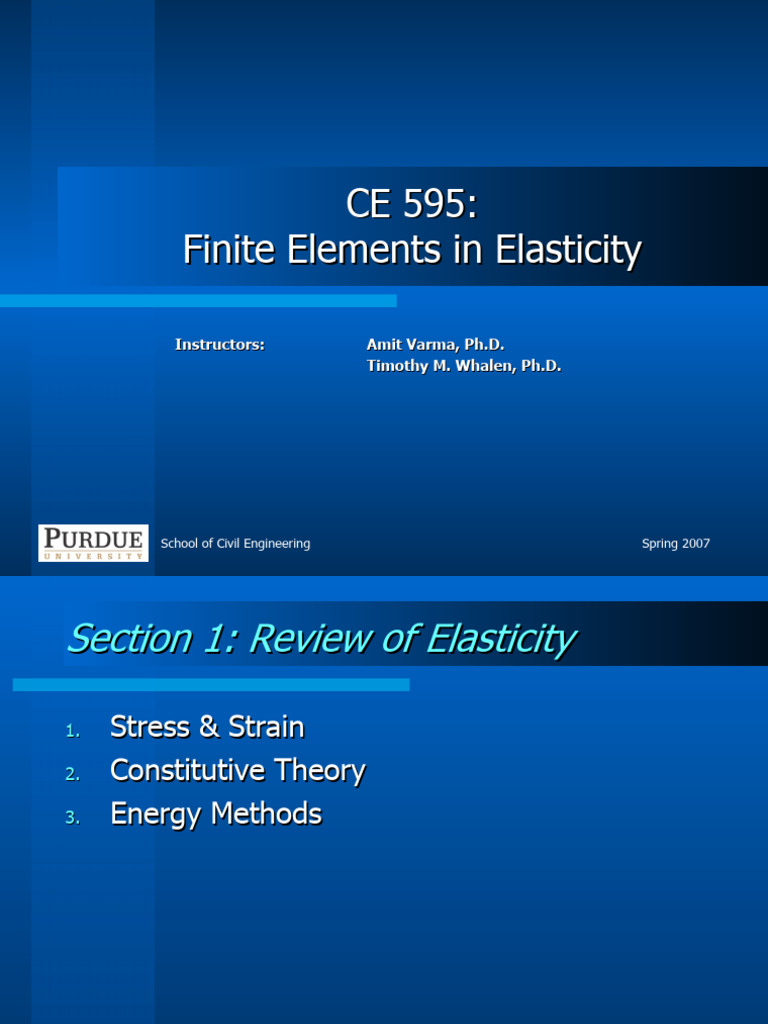 CE 595 Section 1 | Download Free PDF | Elasticity (Physics) | Deformation (Engineering)
