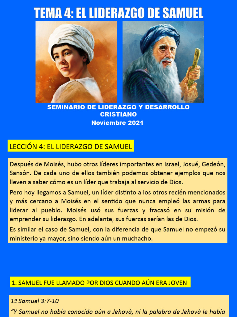 Tema 4. El Liderazgo de Samuel | PDF | Intercesión | David